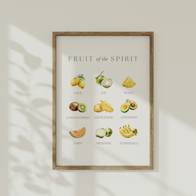 Fruit of the Spirit tropical Wall Art, Galatians 5:22-23 KJV, Bible ...