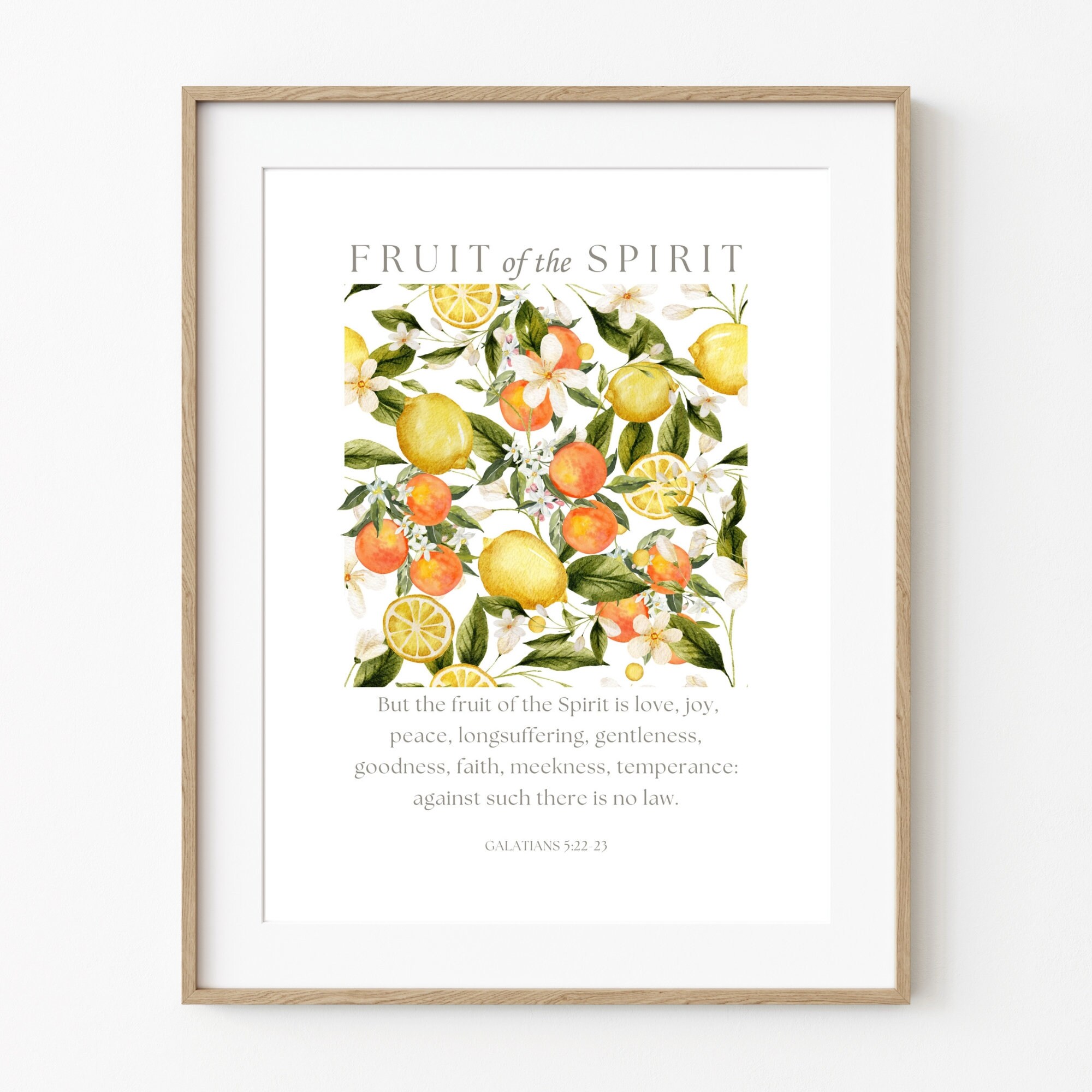 Fruit of the Spirit Citrus Wall Art, Galatians 5:22-23, Printable Bible ...