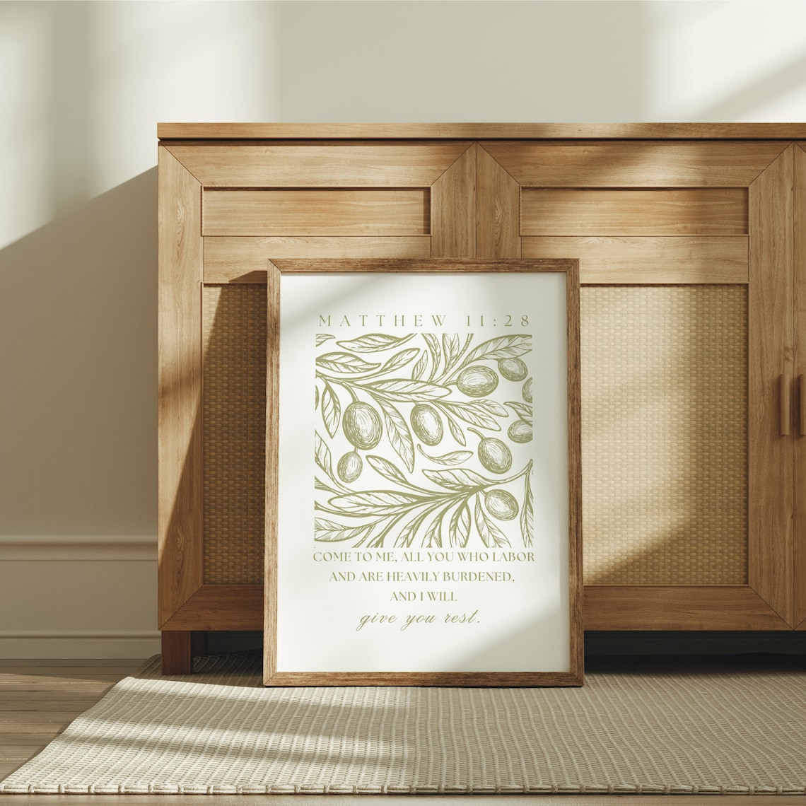 Matthew 11:28 Olive Branch Illustration, Printable Wall Art, Bible ...