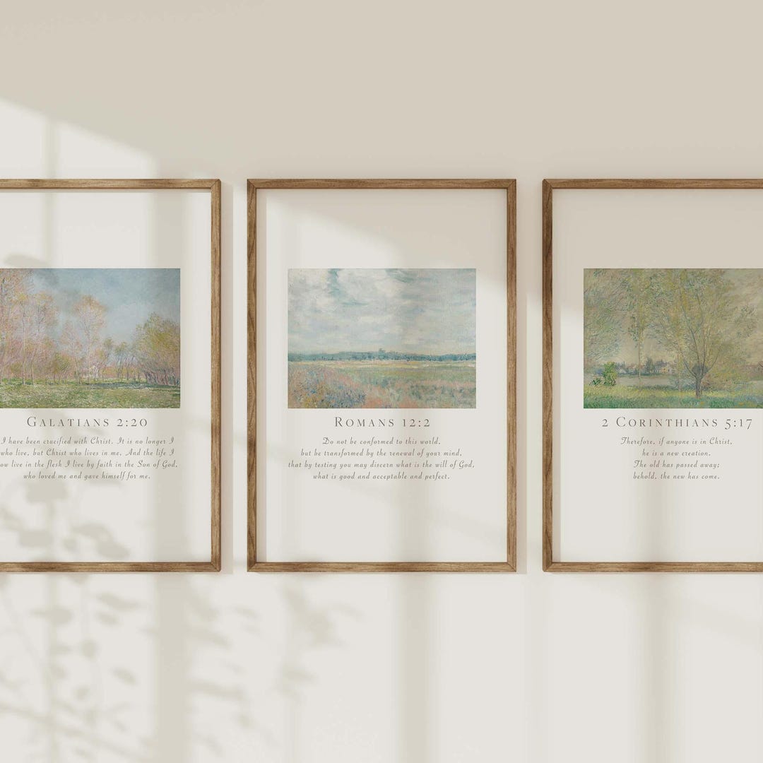 Spring Landscape Bible Verse Collection, Christian Floral Wall Art ...