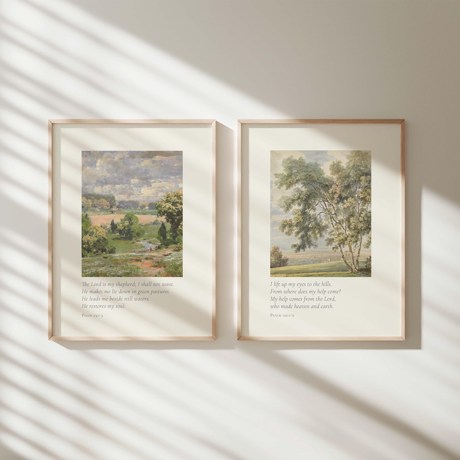 Vintage Psalm Landscape Printable Set: Neutral Christian Scripture Wall ...