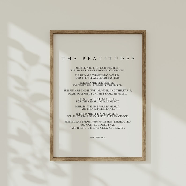 The Beatitudes Minimalist Wall Art, Matthew 5:3-10, Printable Bible ...