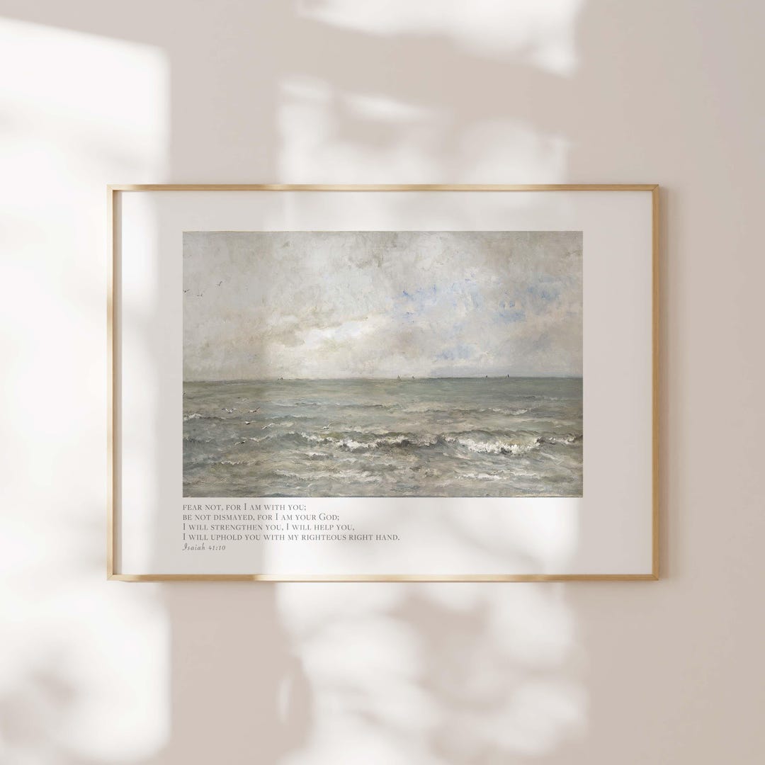 Isaiah 41:10 Vintage Ocean Wall Art, Coastal Bible Verse Printable ...