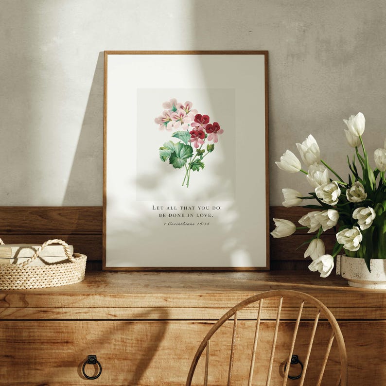 1 Corinthians 16:14 Vintage Floral Printable - Christian Valentines Day ...