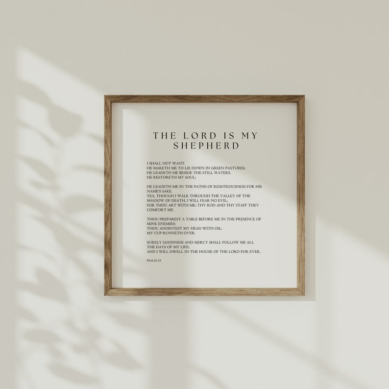 Psalm 23 Minimalist Wall Art, the Lord is My Shepherd, Printable Bible ...