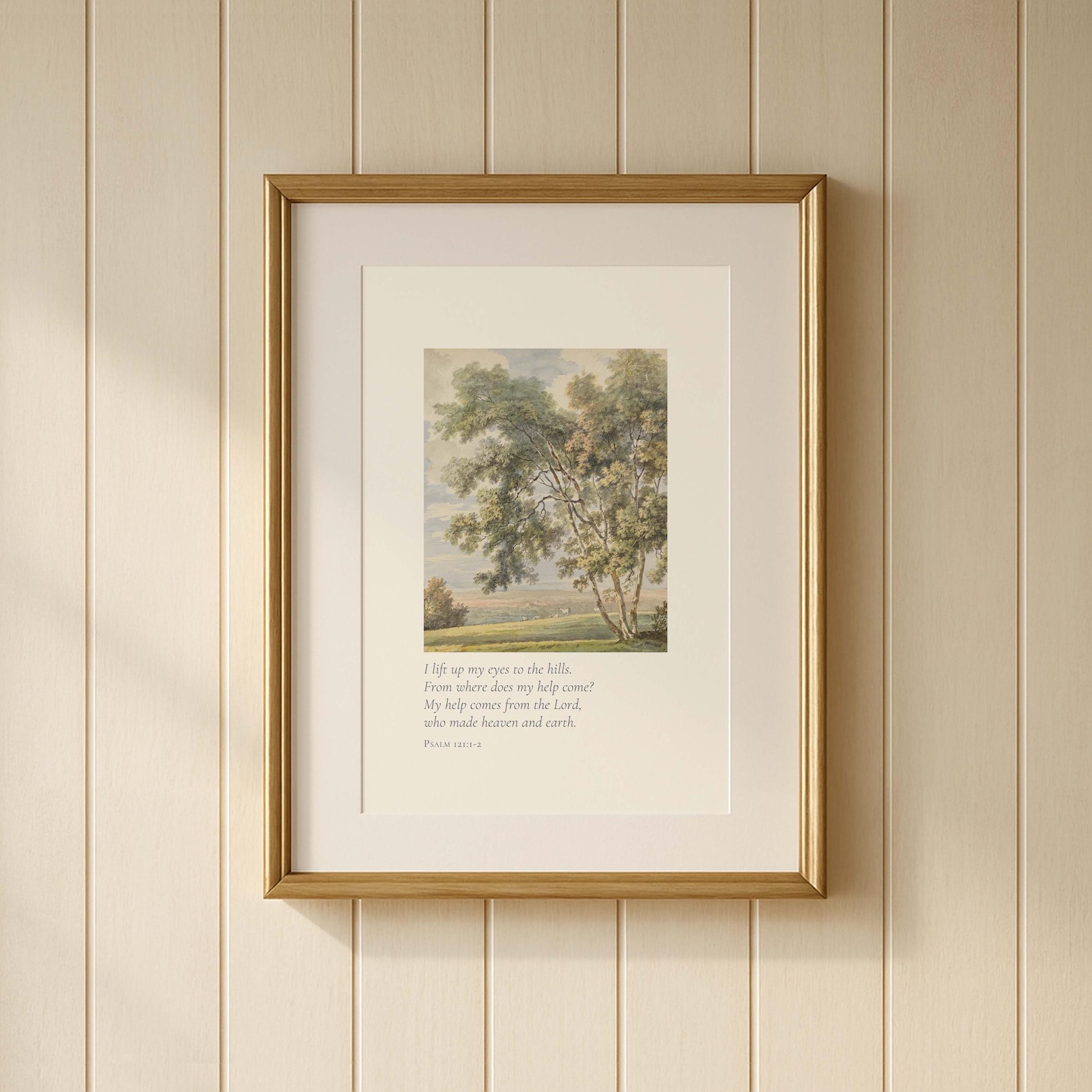 Vintage Psalm Landscape Printable Set: Neutral Christian Scripture Wall ...