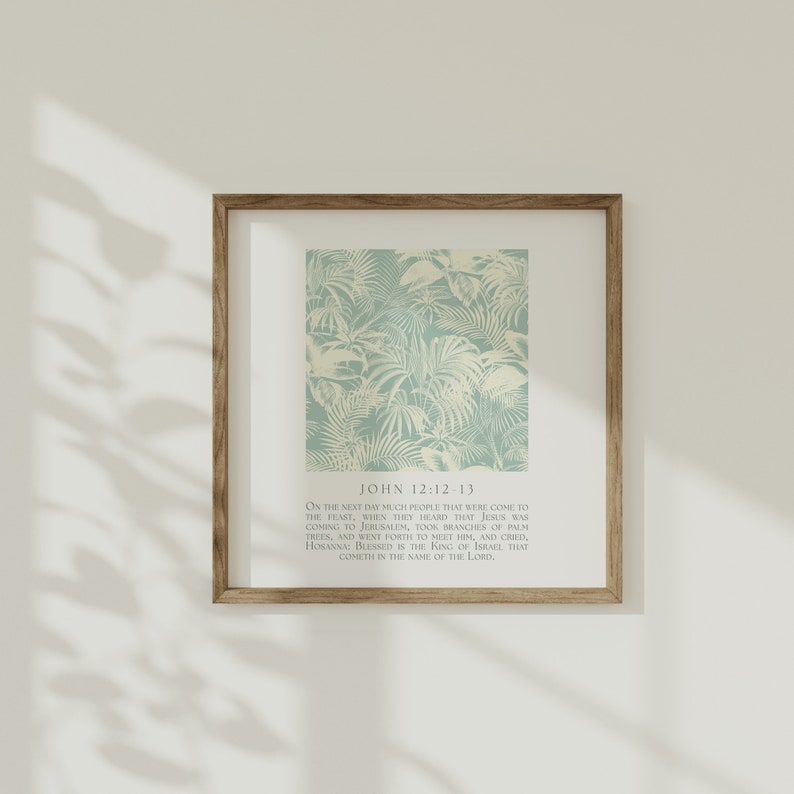 John 12:12-13 Wall Art, Palm Sunday Bible Poster, Botanical Bible Verse ...