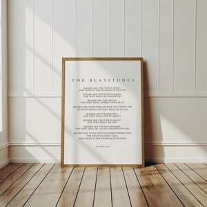 The Beatitudes Minimalist Wall Art, Matthew 5:3-10, Typography Bible ...
