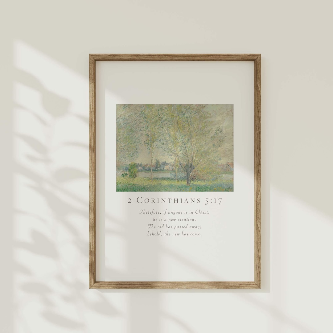 2 Corinthians 5:17 Spring Wall Art, Floral Landscape Bible Verse ...