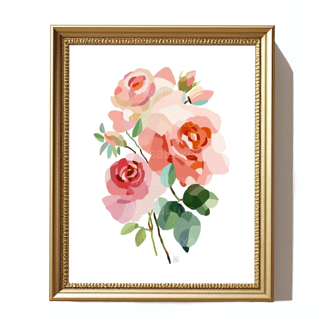 Abstract Floral Roses Wall Art- Printable Art Download - Modern ...