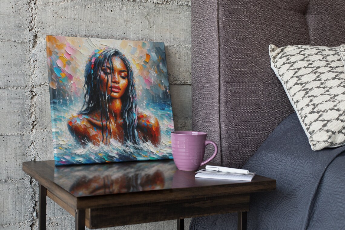 Art Print2 of Trini Woman Chilling in the Caribbean Sea, Oil Finish ...