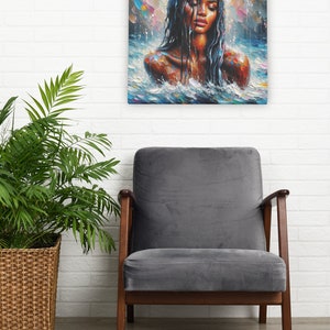 Art Print2 of Trini Woman Chilling in the Caribbean Sea, Oil Finish ...