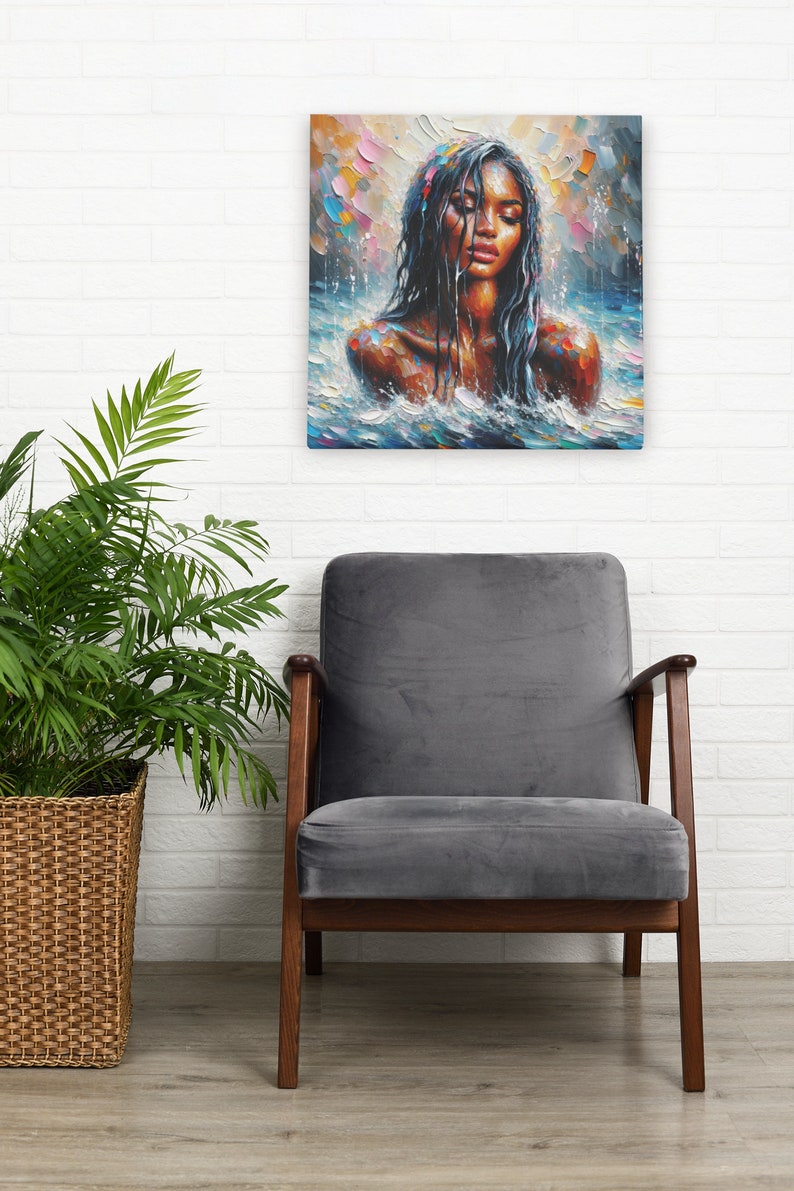 Art Print2 of Trini Woman Chilling in the Caribbean Sea, Oil Finish ...