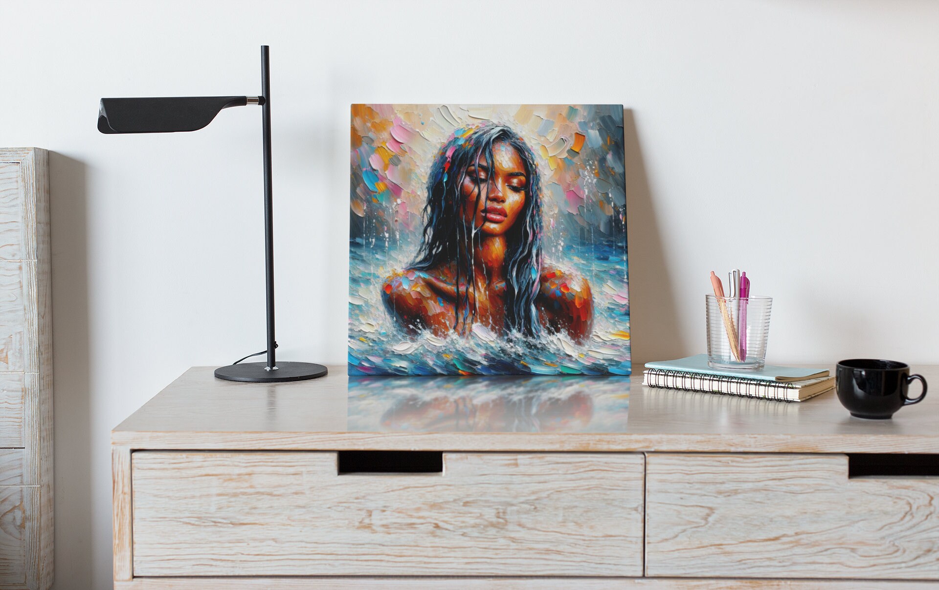 Art Print2 of Trini Woman Chilling in the Caribbean Sea, Oil Finish ...