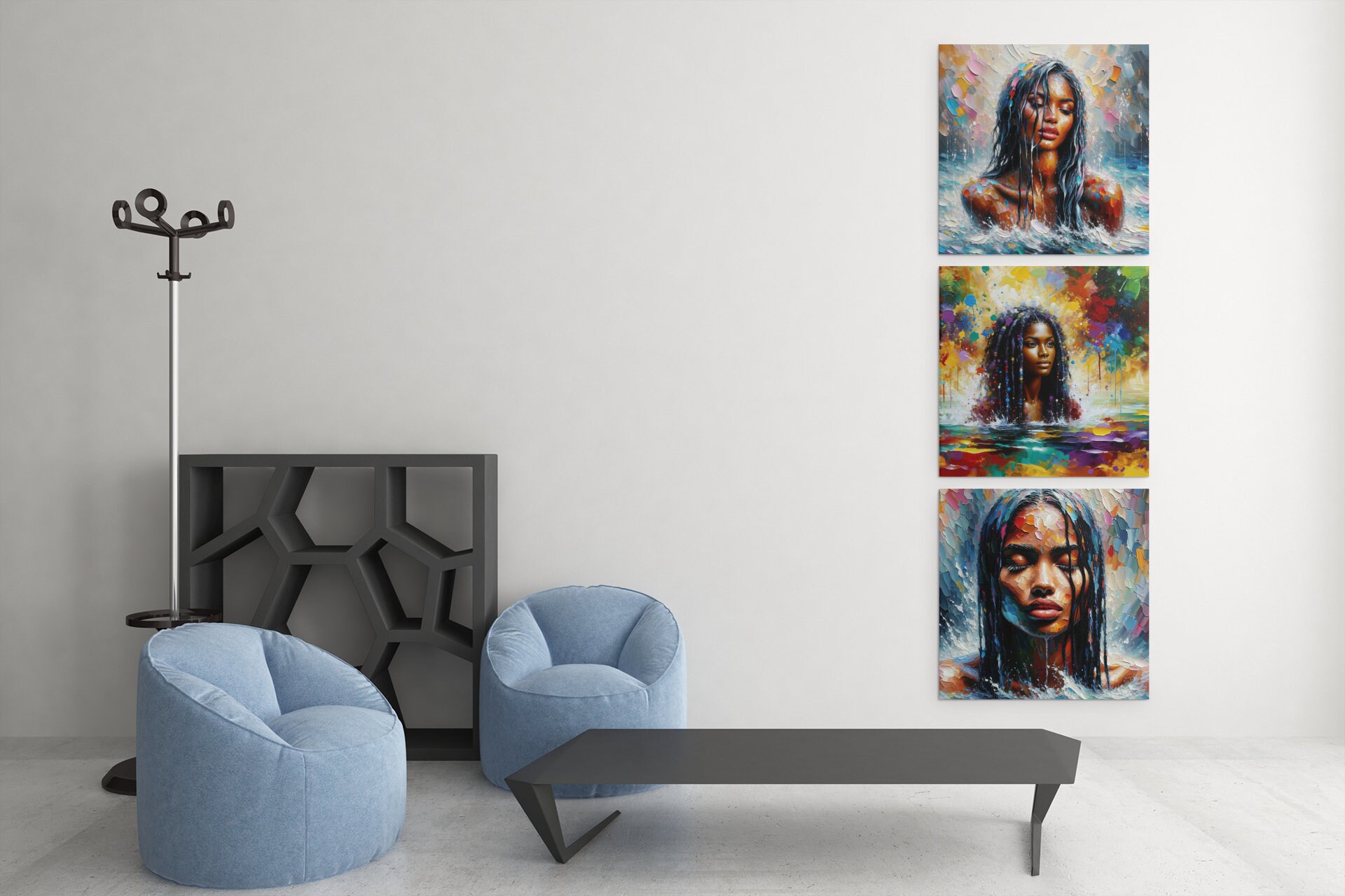 Art Print2 of Trini Woman Chilling in the Caribbean Sea, Oil Finish ...