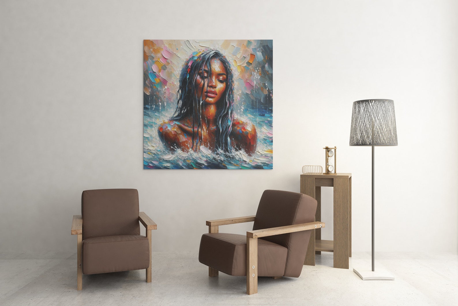 Art Print2 of Trini Woman Chilling in the Caribbean Sea, Oil Finish ...