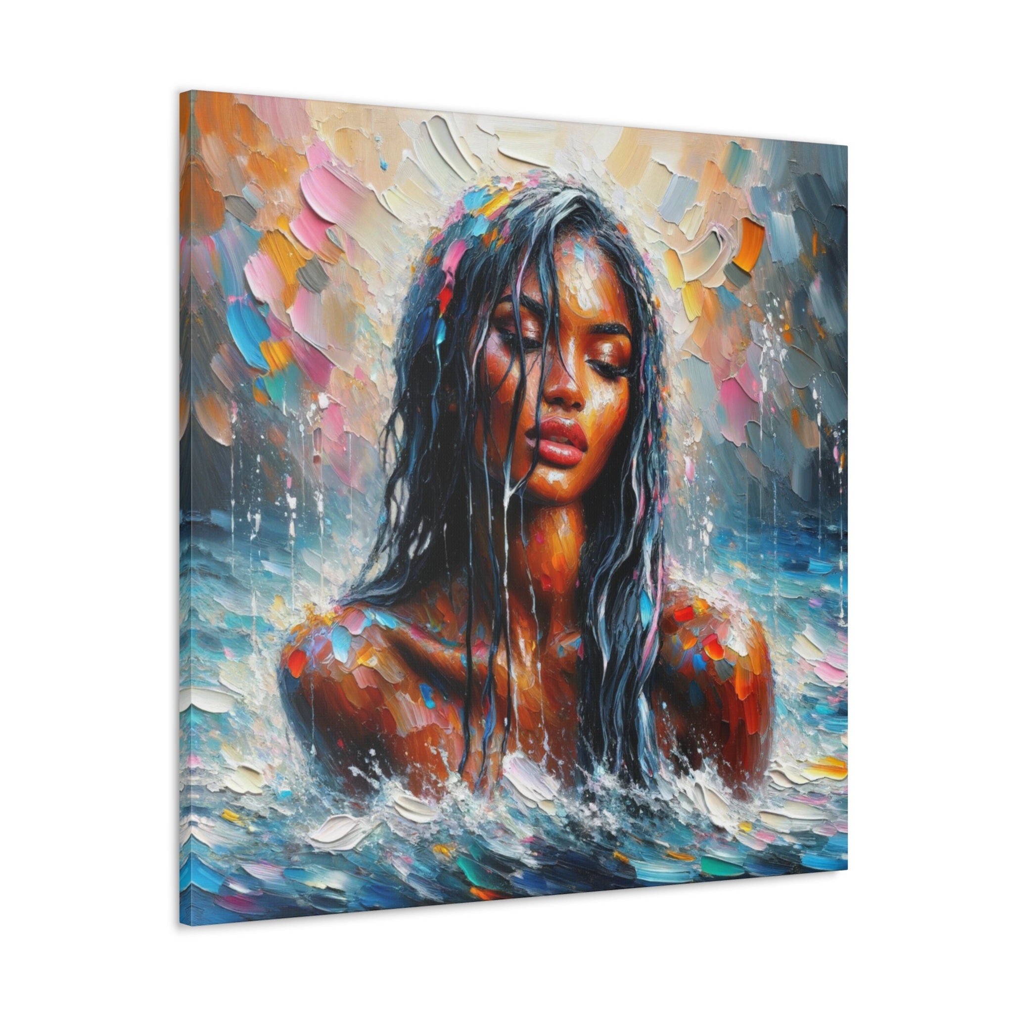 Art Print2 of Trini Woman Chilling in the Caribbean Sea, Oil Finish ...