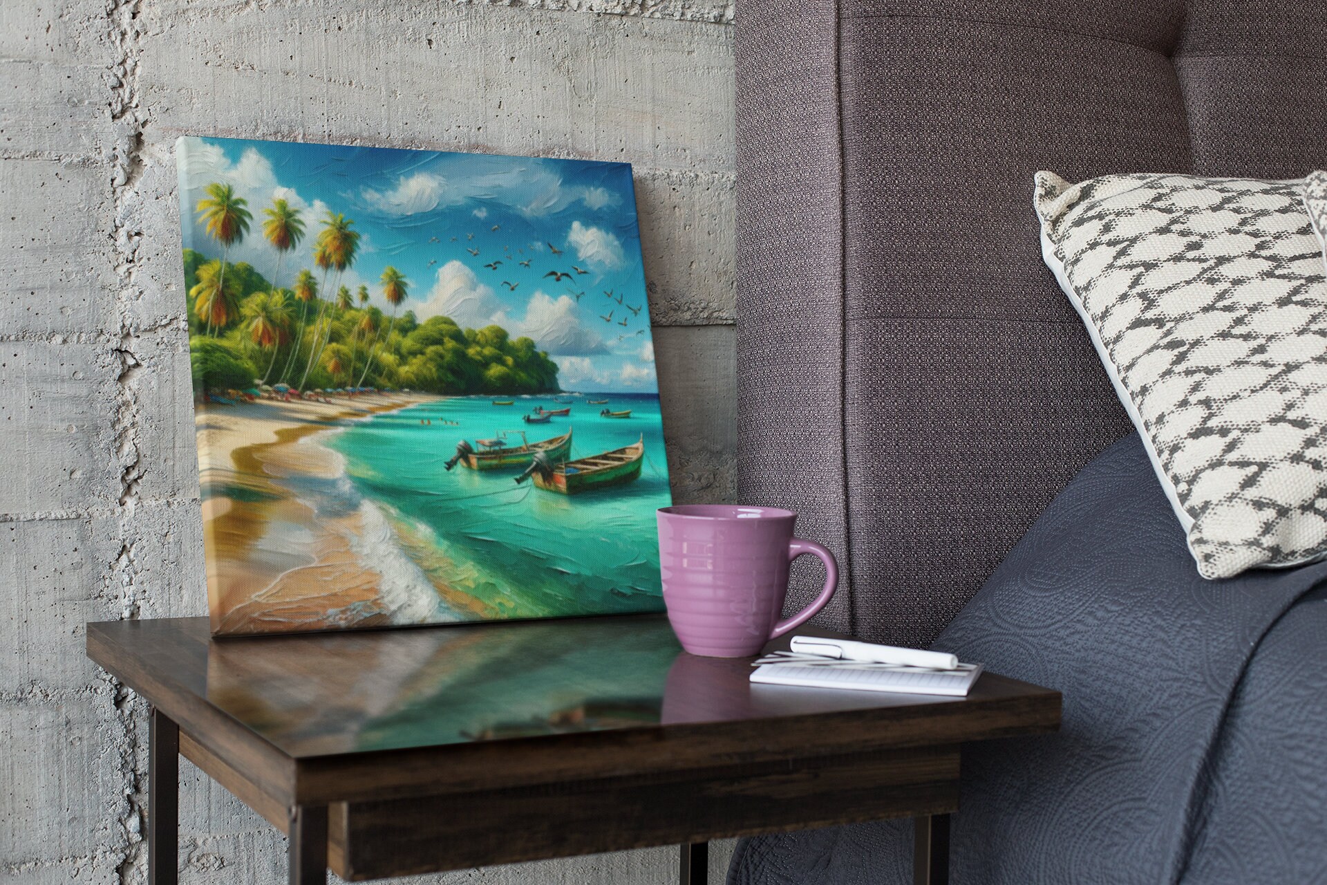 Art Print of Caribbean Beach Scene, Swallows Beach, Tobago, West Indian ...