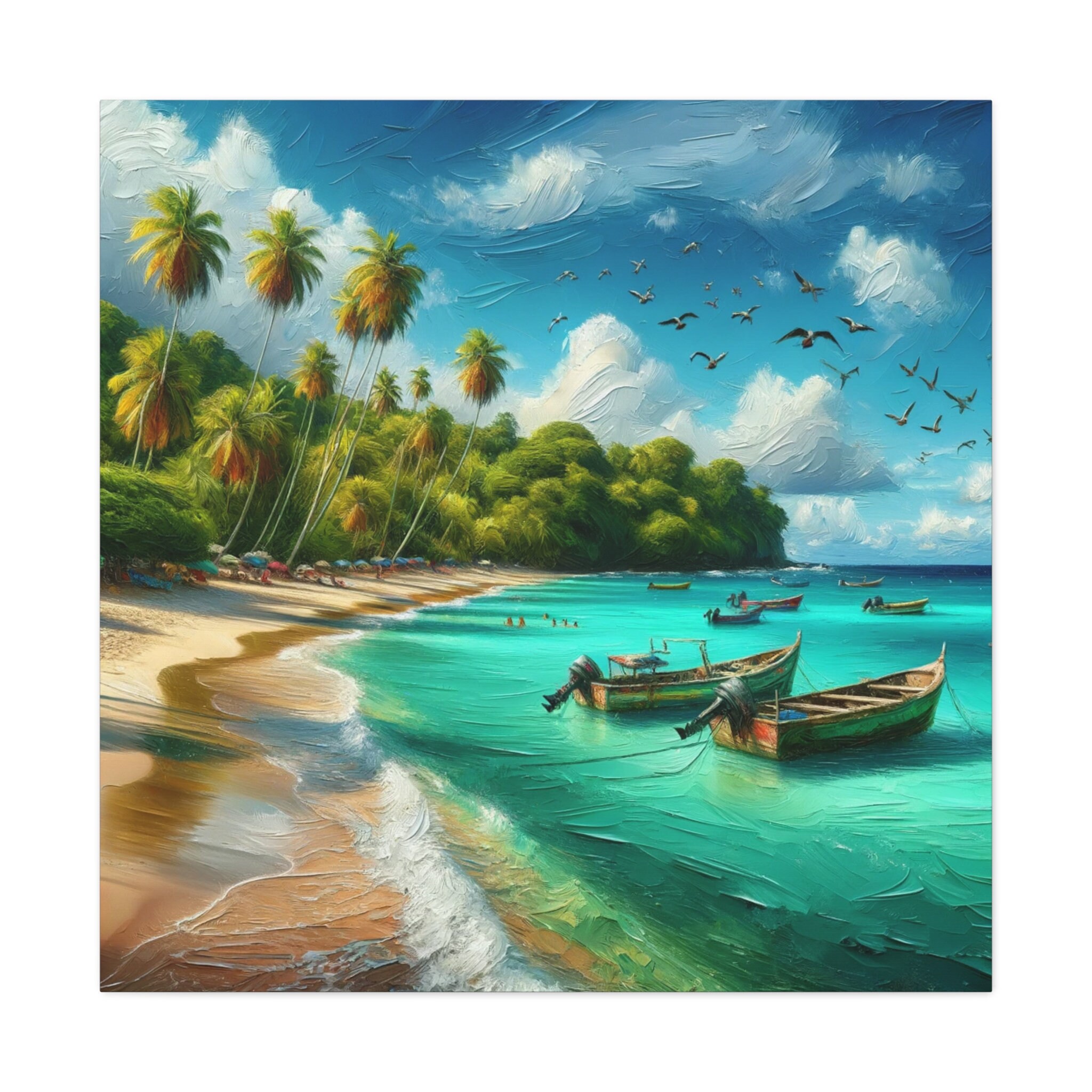 Art Print of Caribbean Beach Scene, Swallows Beach, Tobago, West Indian ...