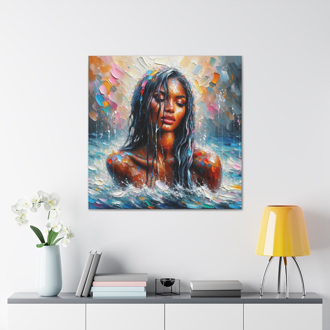 Art Print2 of Trini Woman Chilling in the Caribbean Sea, Oil Finish ...