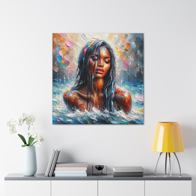 Art Print2 of Trini Woman Chilling in the Caribbean Sea, Oil Finish ...