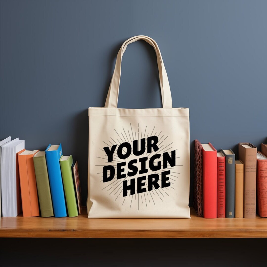 Natural Cotton Grocery Shopping Canvas Tote Bag Mockup With Desk and ...