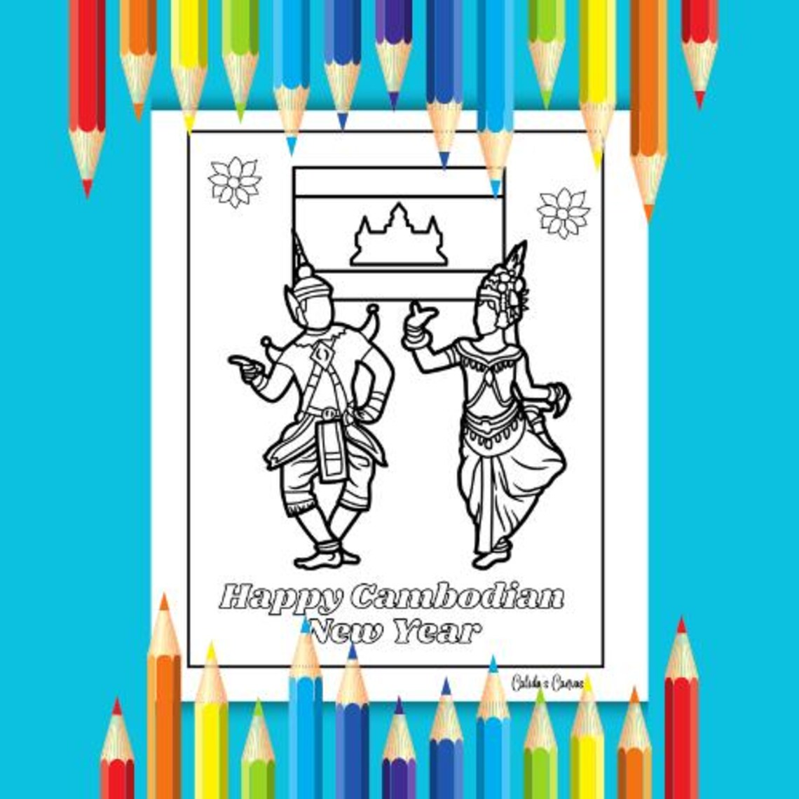 Cambodian New Year Coloring Page 3 Page Bundle Coloring Pages for 2025 ...