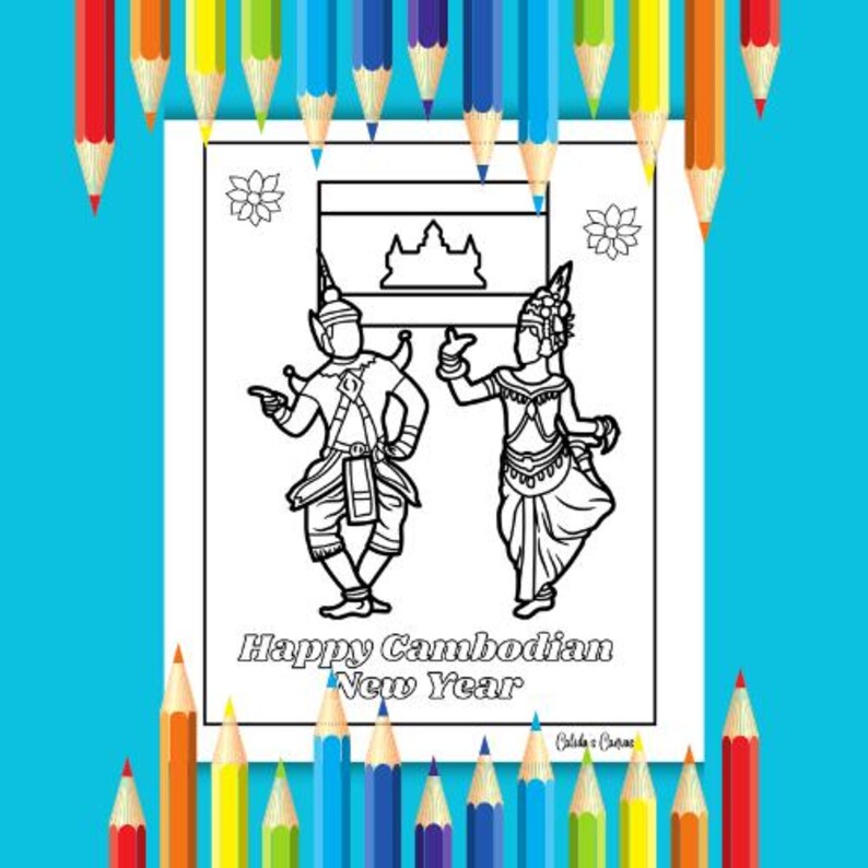 Cambodian New Year Coloring Page 3 Page Bundle Coloring Pages for 2025 ...
