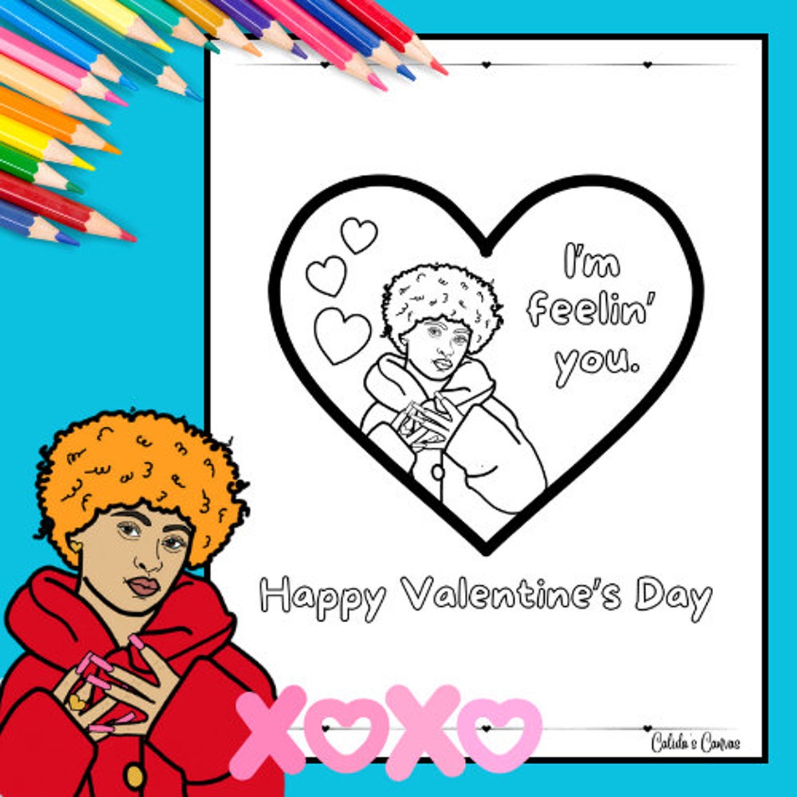 Ice Spice Valentine's Day Printable Adult Coloring Page | PDF Format ...