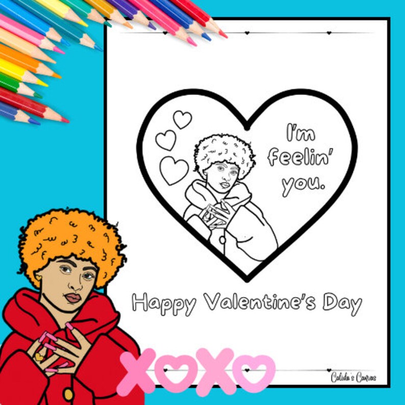 Ice Spice Valentine's Day Printable Adult Coloring Page | PDF Format ...