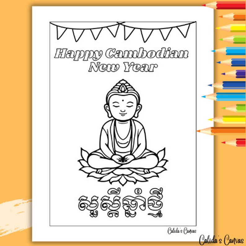 Coloring Page for Cambodian New Year Printable Coloring Page of Buddha ...