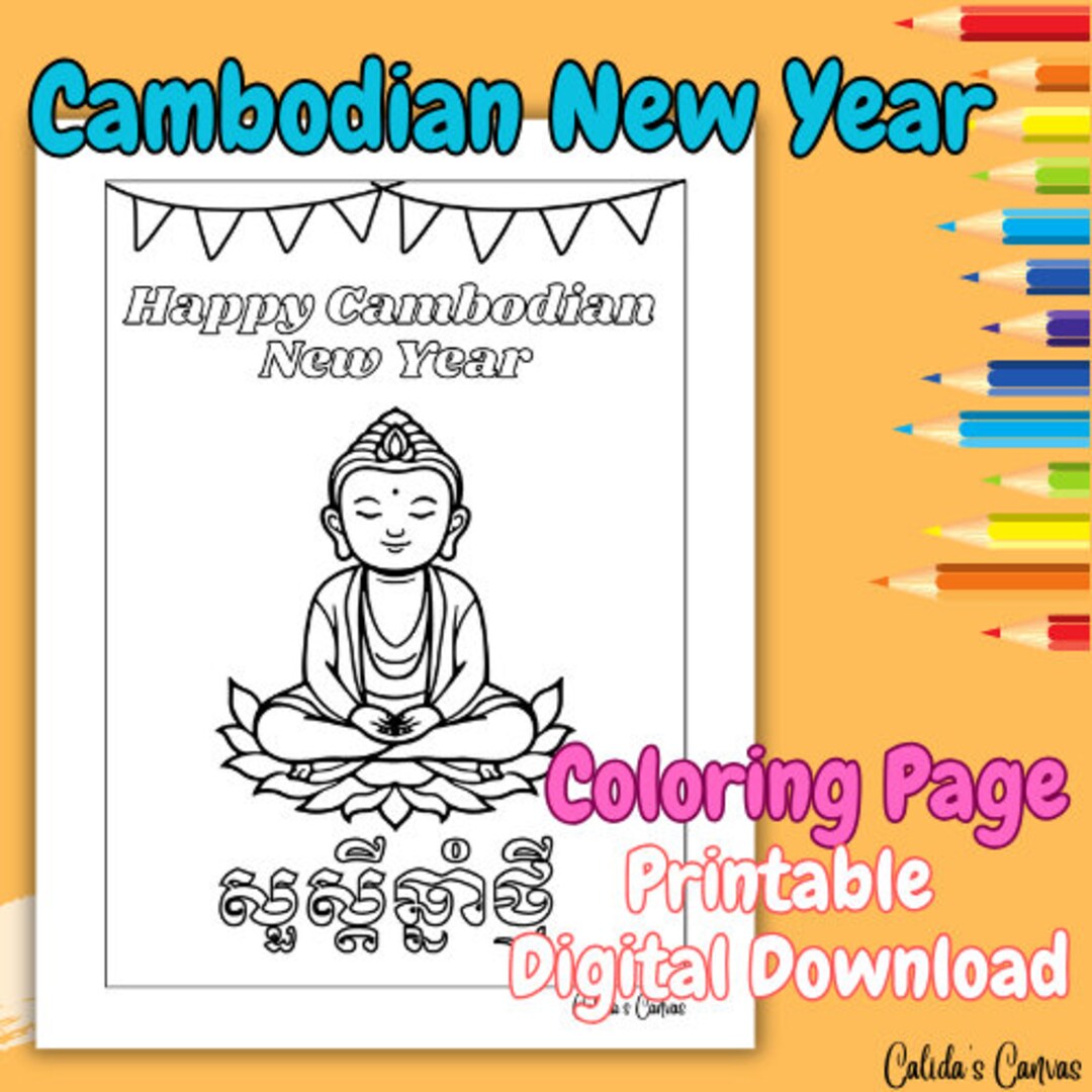 Coloring Page for Cambodian New Year Printable Coloring Page of Buddha ...