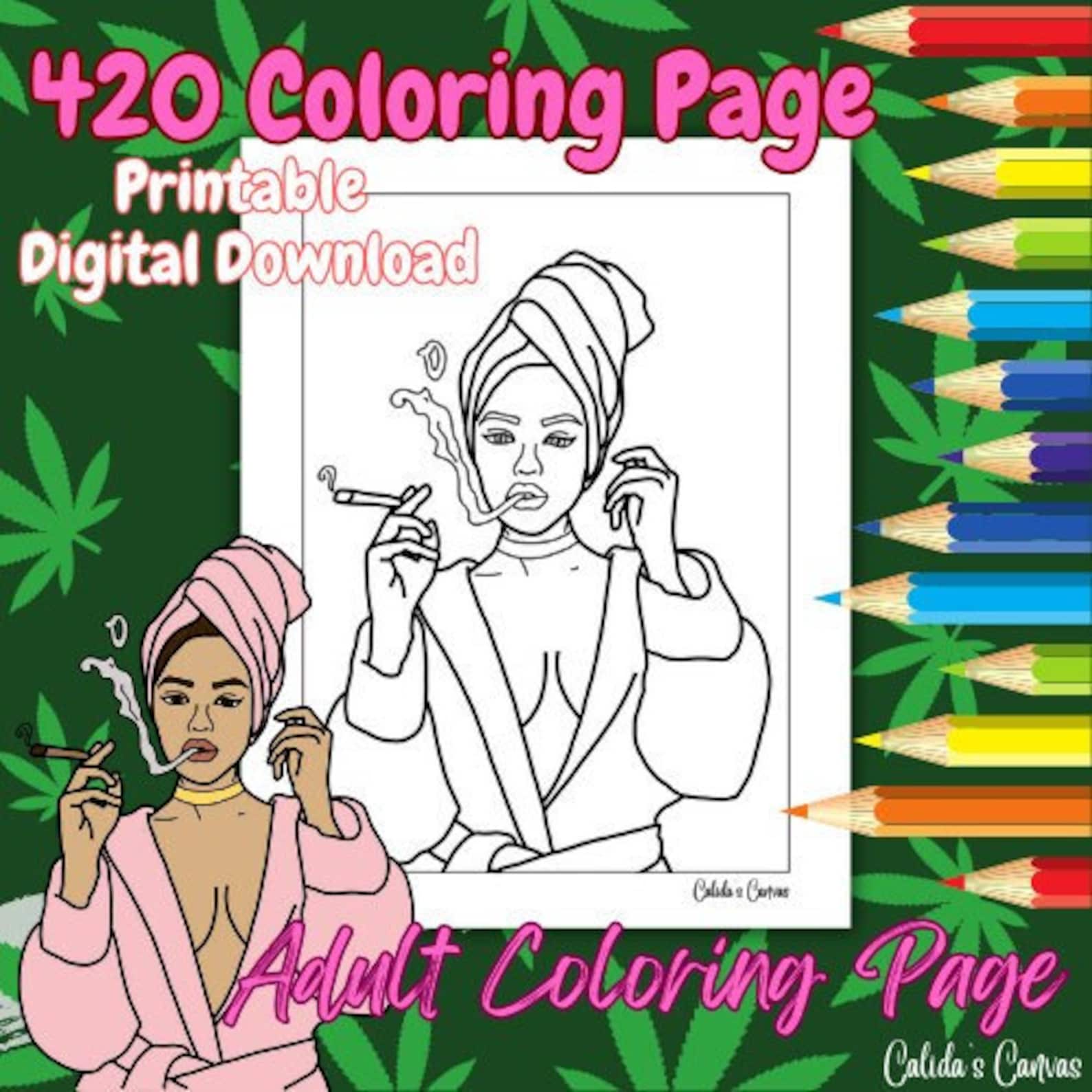 Coloring Page Stoner Girl 420 Coloring Page Weed Coloring Marijuana Bud ...