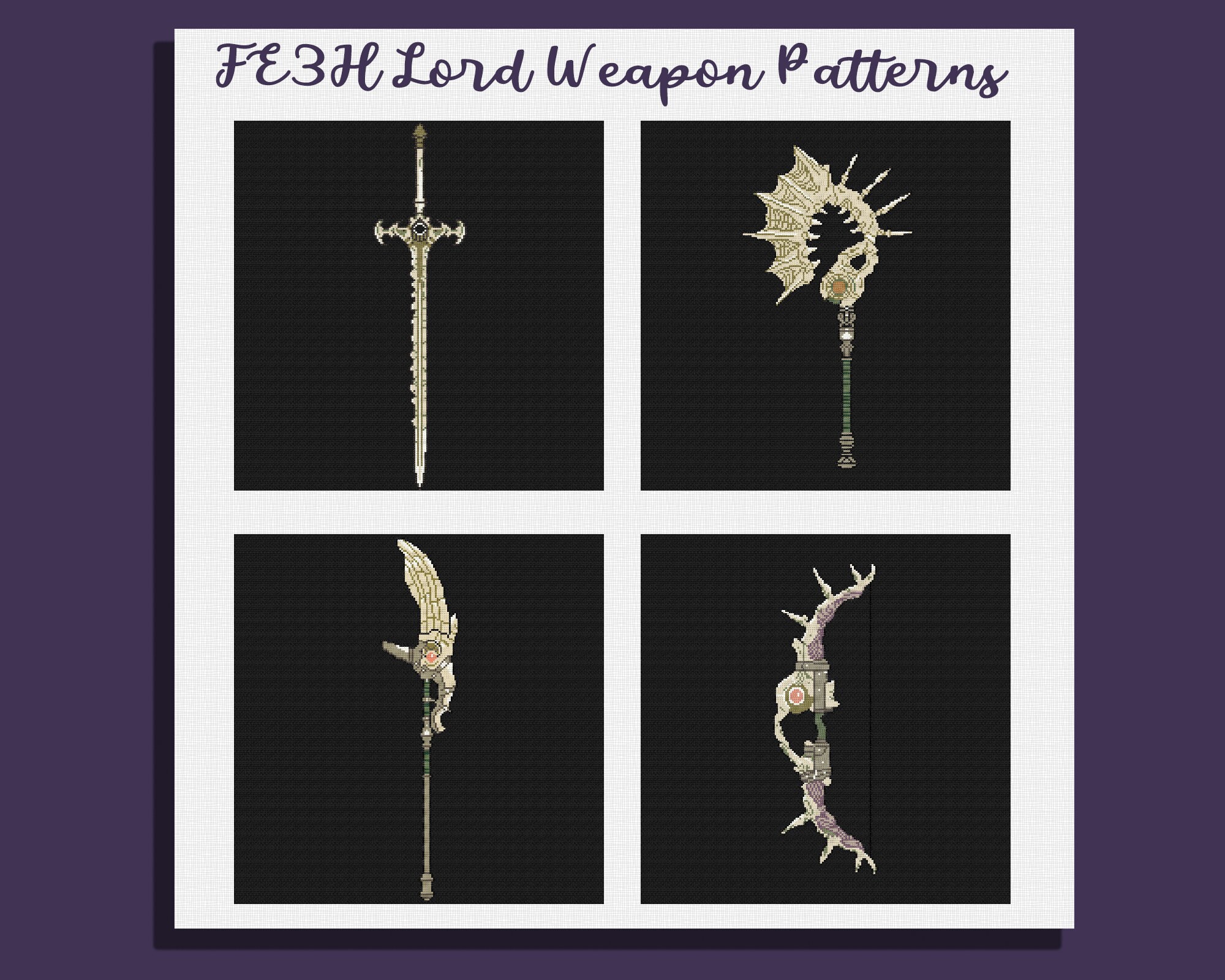 FE3H Lord Weapon Counted Cross Stitch Pattern Bundle PDF Chart File ...