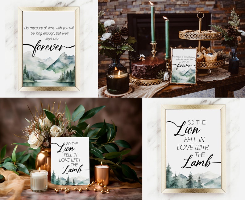 Twilight Inspired Wedding Signage Printable Pine Trees & Mountains Lion ...