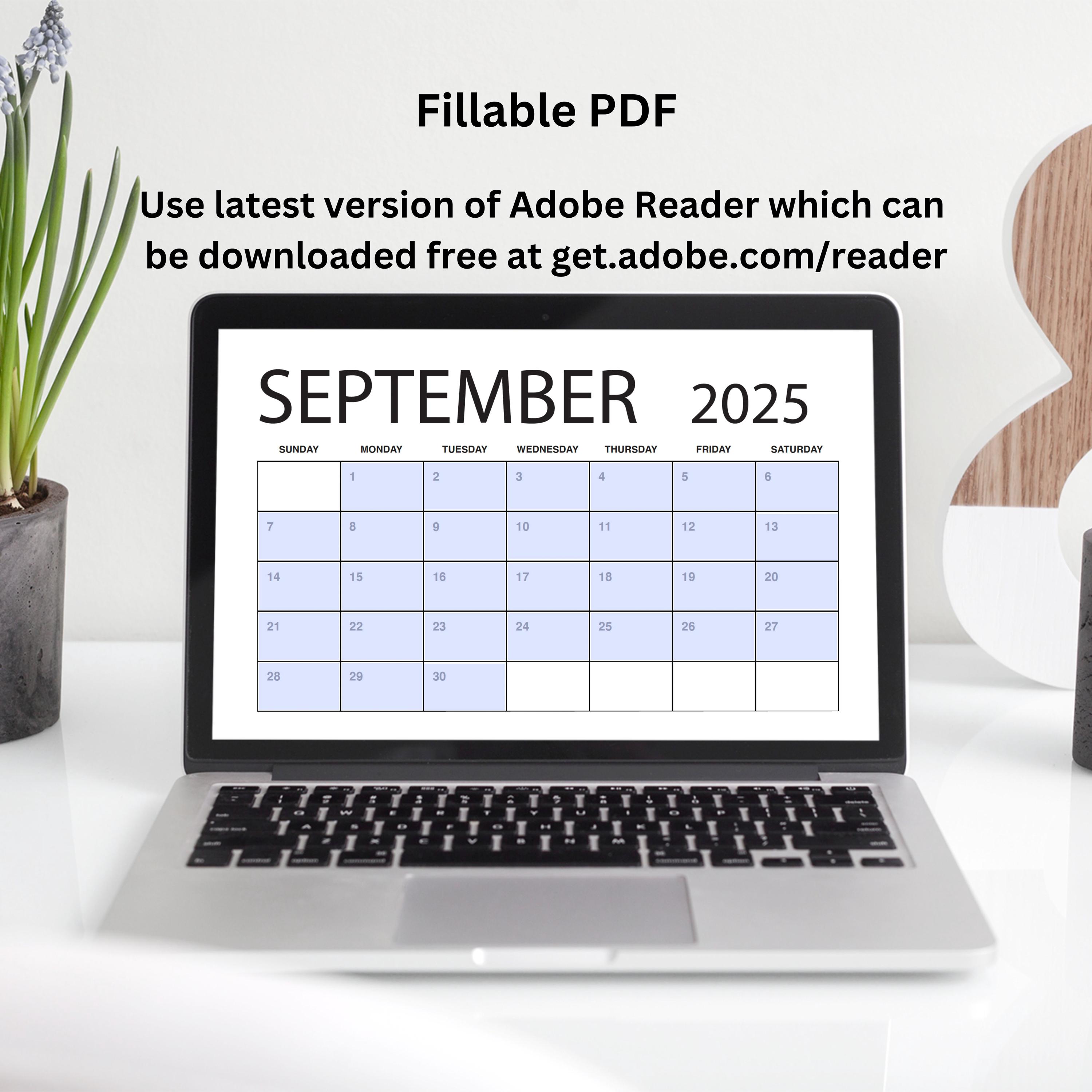 EDITABLE 2025 September Minimalist Black and White Monthly Planner ...