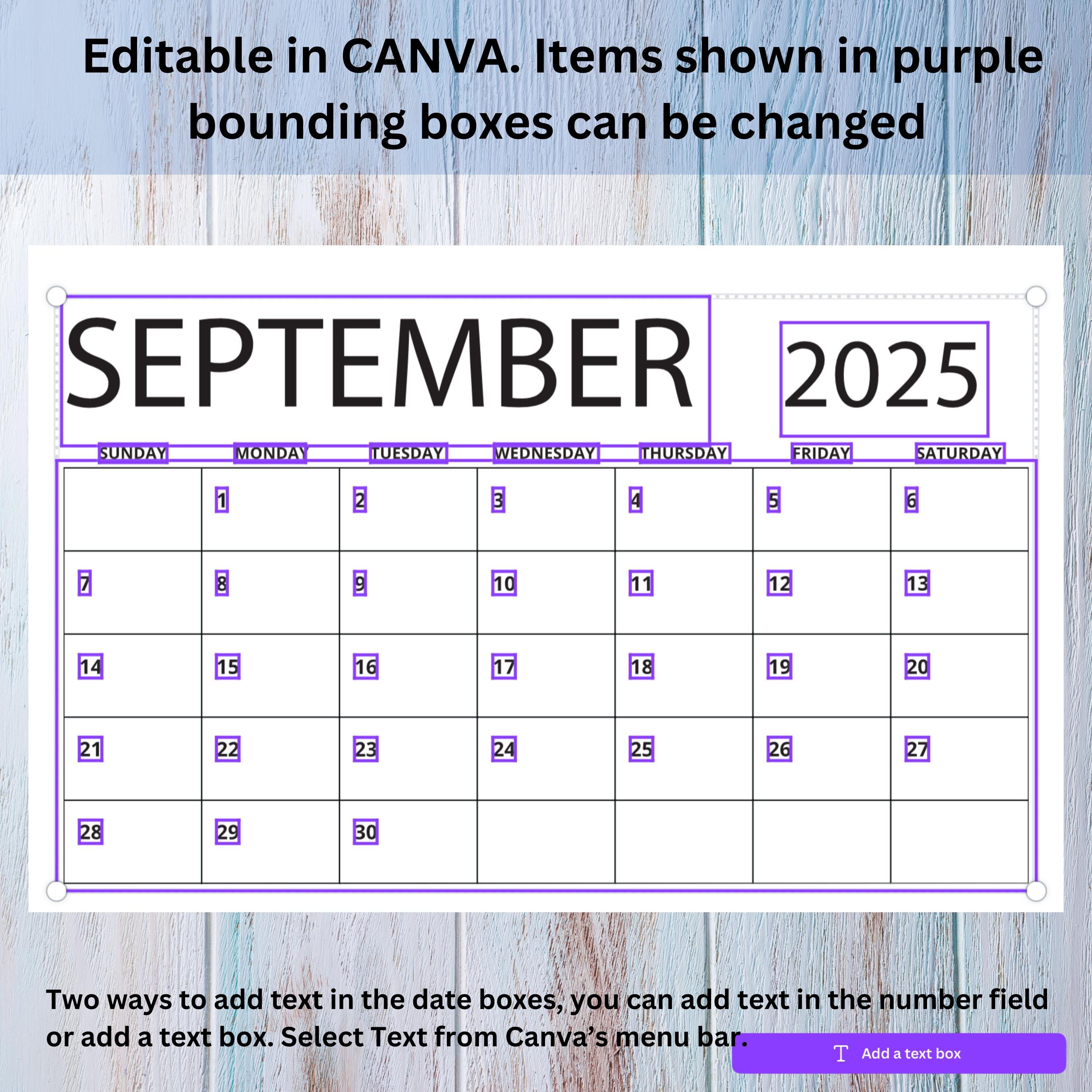 EDITABLE 2025 September Minimalist Black and White Monthly Planner ...