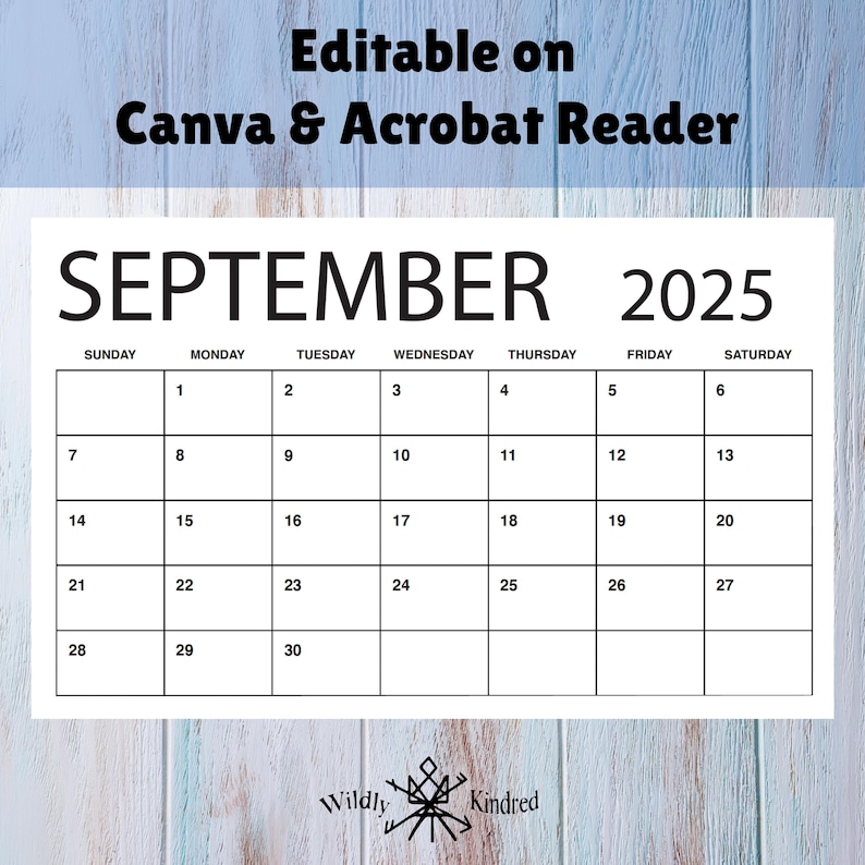 EDITABLE 2025 September Minimalist Black and White Monthly Planner ...
