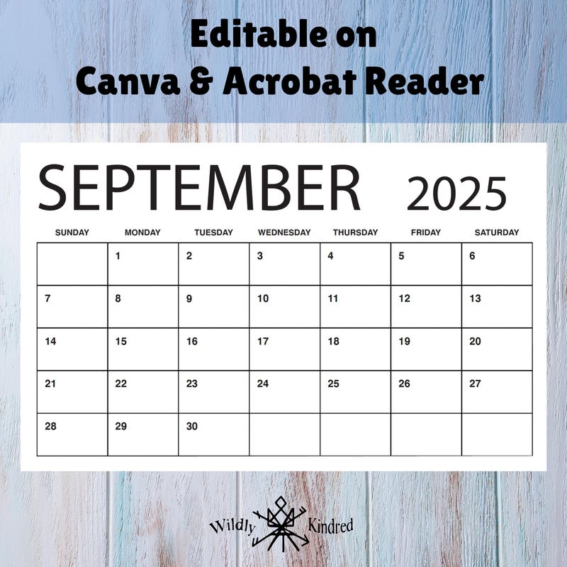 Calendar of Sept 2025 - Etsy