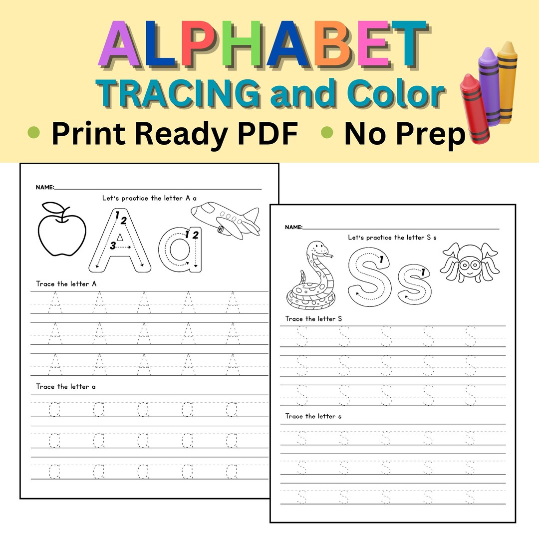 Alphabet Tracing Worksheets for Kids, Printable Letter, Tracing ...