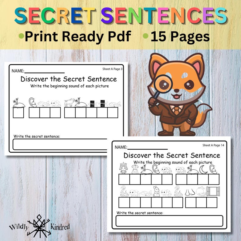 Printable Write the Sentence Secret Sentence CVC Words Sight Words ...