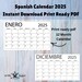 Printable Spanish 2025 Twelve Months Minimalist Black White Monthly ...