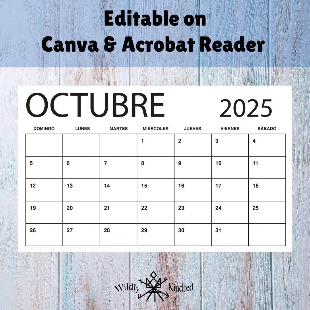 EDITABLE Spanish 2025 Octubre Minimalist Monthly Planner Fillable ...
