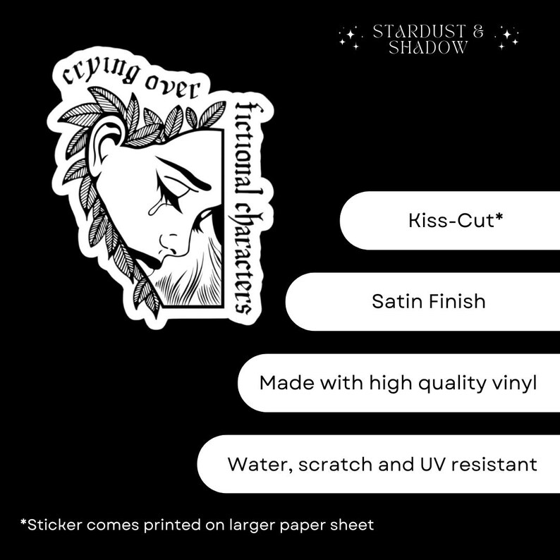 Crying Over Fictional Characters Sticker | Romantasy Bookish Stickers ...