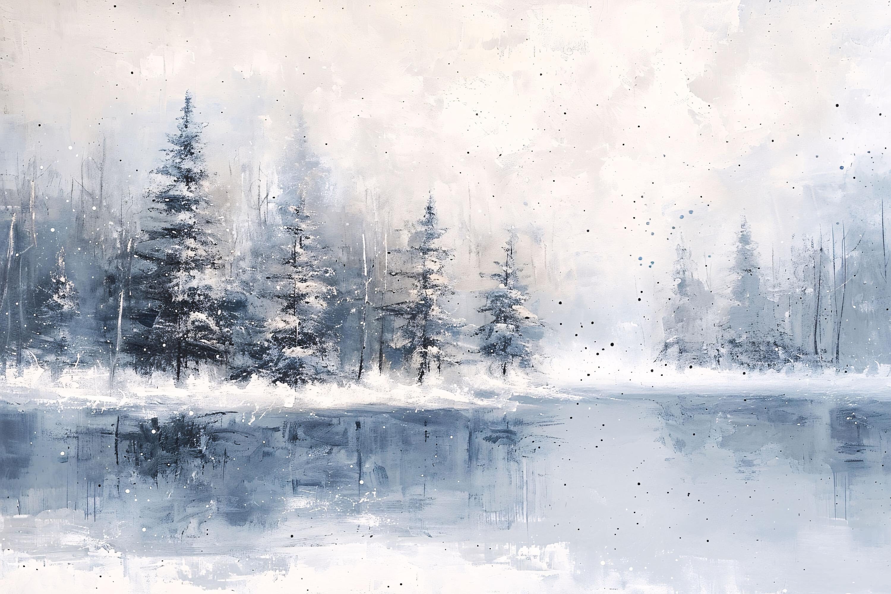 Winter Forest Landscape Digital Print, Snowy Trees Scenery, Printable ...