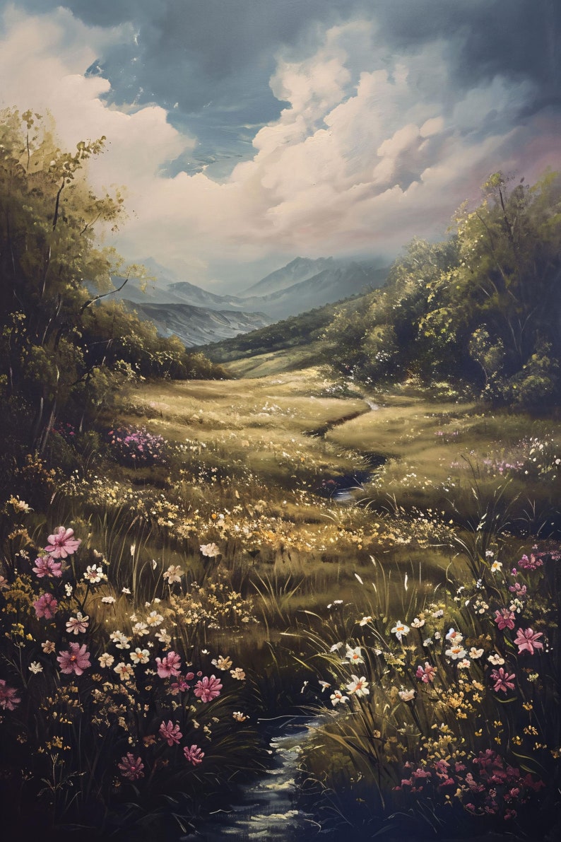 Digital Landscape Painting Download, Scenic Nature Art, Printable ...