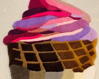 Tufted Ice Cream Popsicle Rug, Colorful Decor, Handmade Carpet, Orange ...