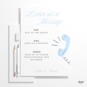 Audio Guestbook Sign Template, Leave a Message Wedding Sign, Blue ...