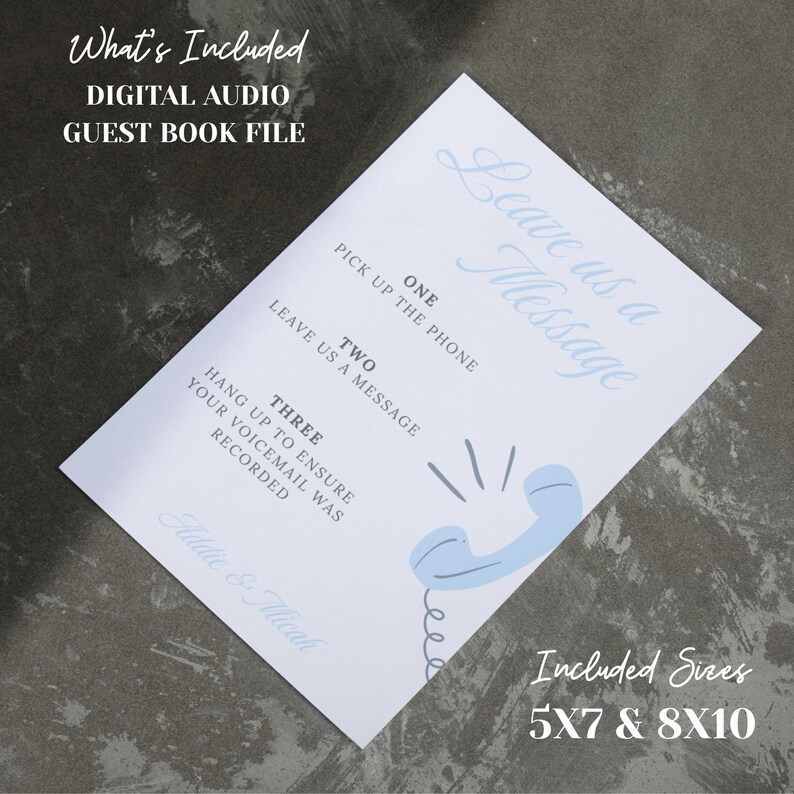 Audio Guestbook Sign Template, Leave a Message Wedding Sign, Blue ...