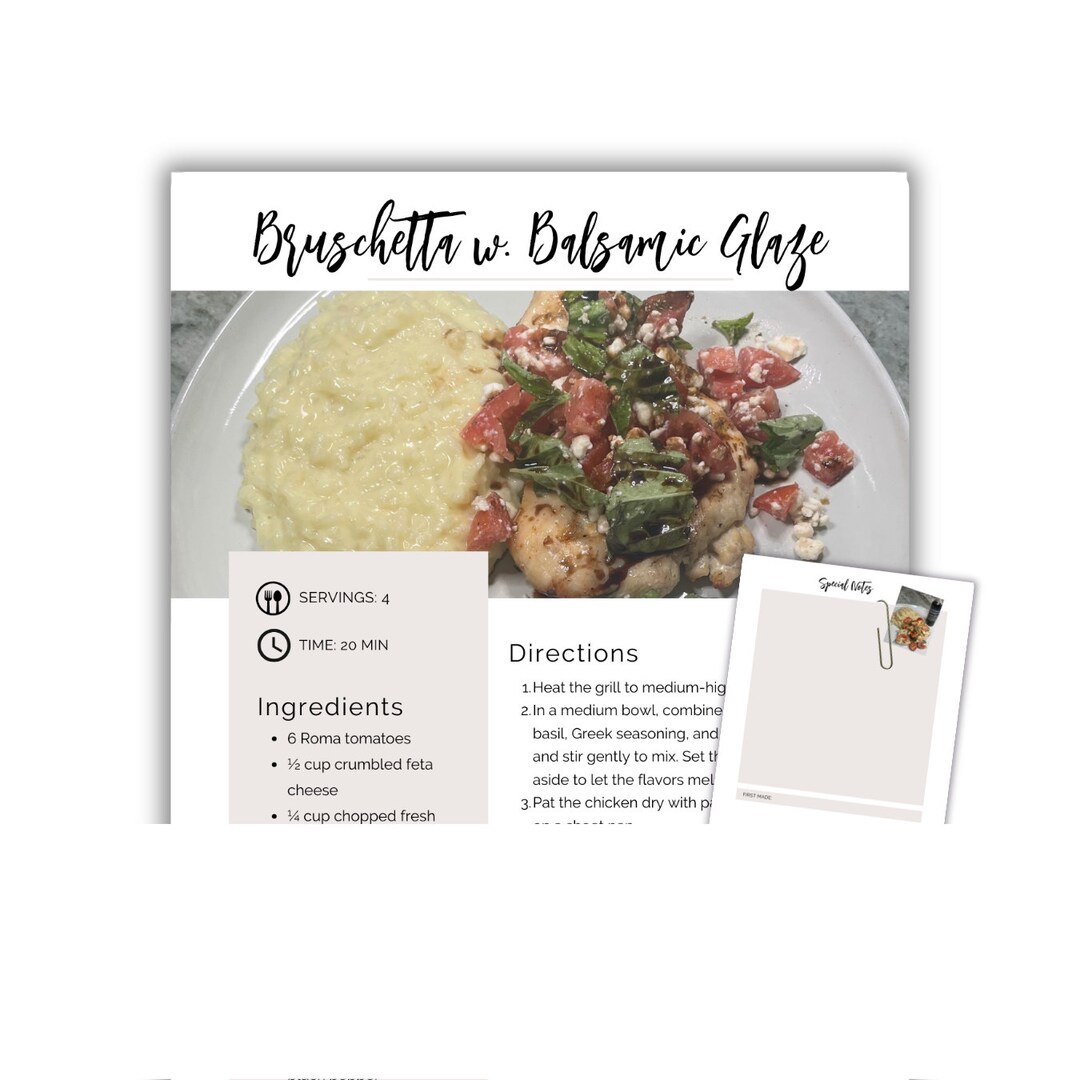 Bruschetta With Balsamic Glaze Recipe Page Download - Etsy